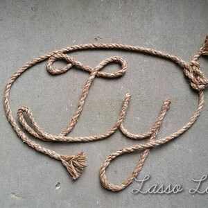 2 LETTER Rope Name Sign, Western Rope Name Art, WITH BANDANNA, Rustic ...