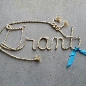 5 LETTER Rope Name Sign, Western Rope Name Art WITH BANDANNA, Cowboy ...
