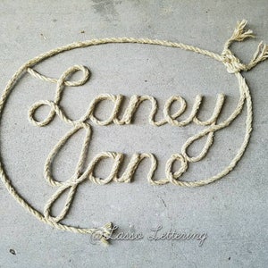 9 LETTER Rope Name Sign, Western/nautical Rope Name Art, Cowboy Themed ...