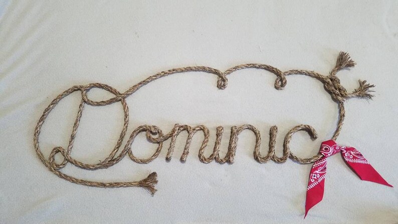7 LETTER Rope Name Sign Western Rope Name Art WITH BANDANNA - Etsy