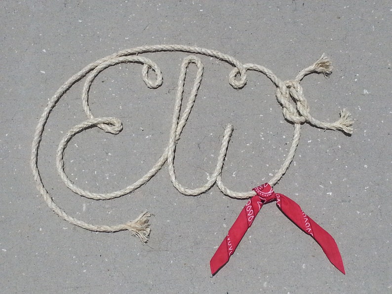 3 LETTER Name Western Rope Name Art WITH BANDANNA - Etsy