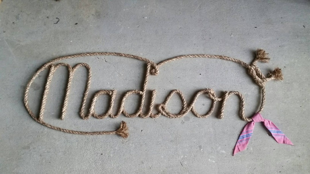 7 LETTER Name Western Rope Name Art, WITH BANDANNA - Etsy