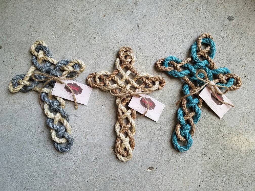 Rope Cross, Twisted Rope Cross, Wall Cross, Religious Home Decor, Rope Artwork, Rustic Decor ...
