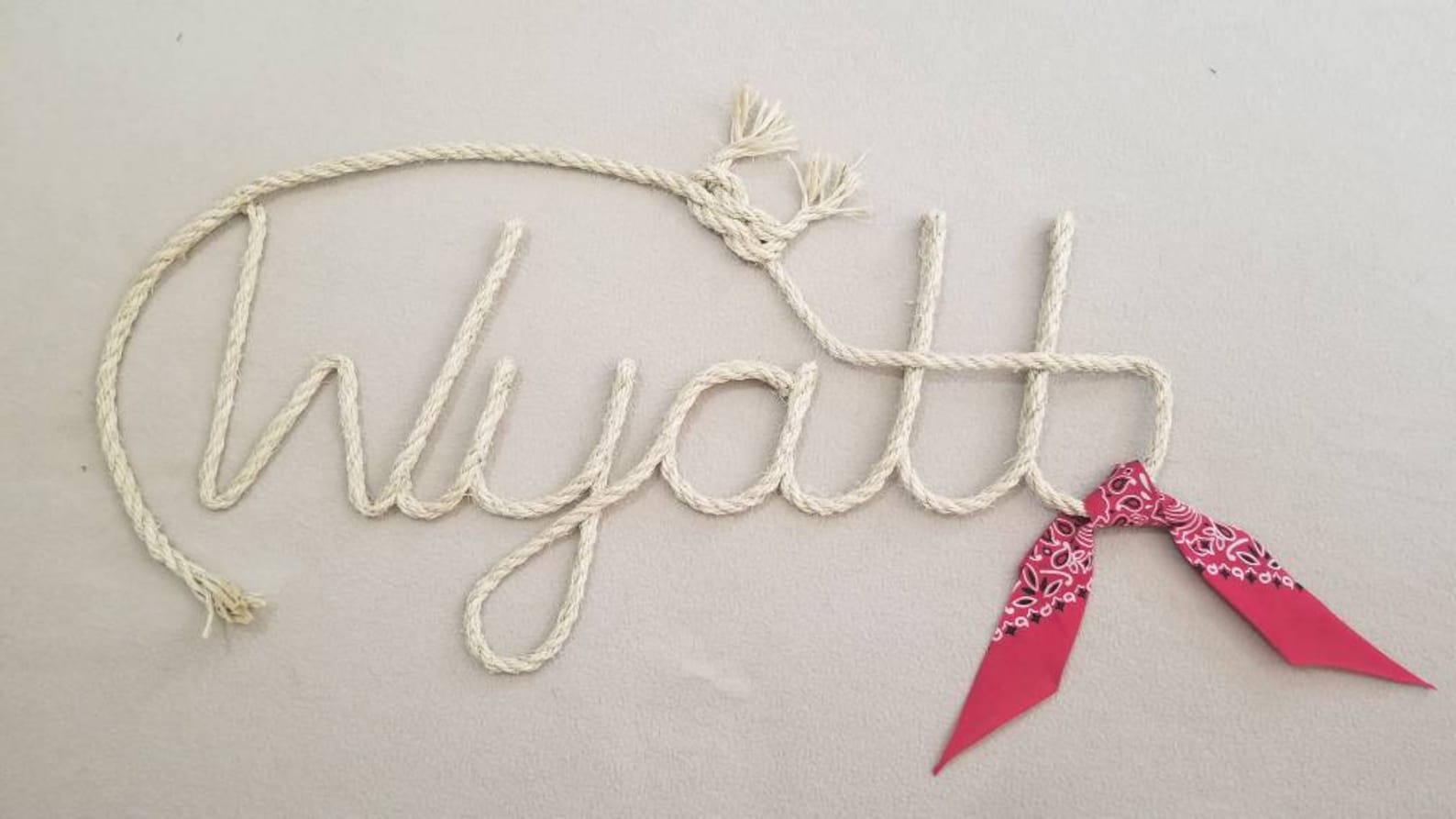 5 LETTER Rope Name Sign Western Rope Name Art WITH BANDANNA | Etsy