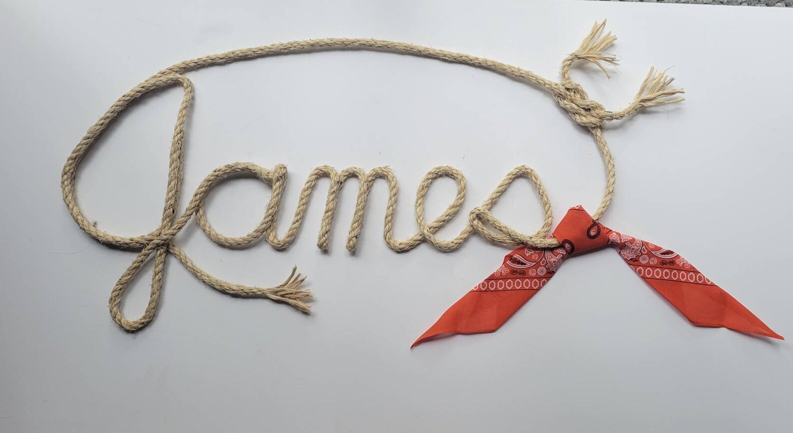 5 LETTER Rope Name Sign Western Rope Name Art WITH BANDANNA - Etsy