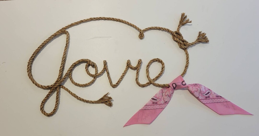 5 LETTER Rope Name Sign, Western Rope Name Art WITH BANDANNA, Cowboy ...