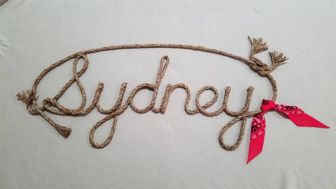 6 LETTER Rope Name Sign, Western Rope Name Art WITH BANDANNA, Baby ...