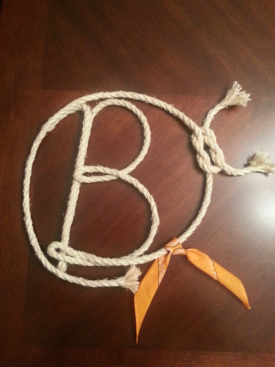 Western Rope Name Art: Initial Lasso WITH a Bandanna Rustic - Etsy