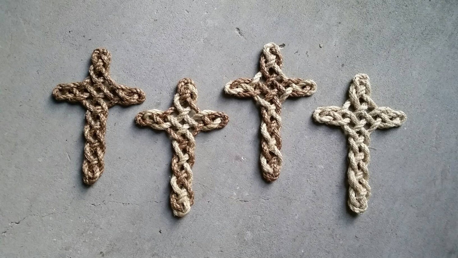 Cruz de cuerda, cruz de cuerda retorcida, cruz de pared, decoración ...