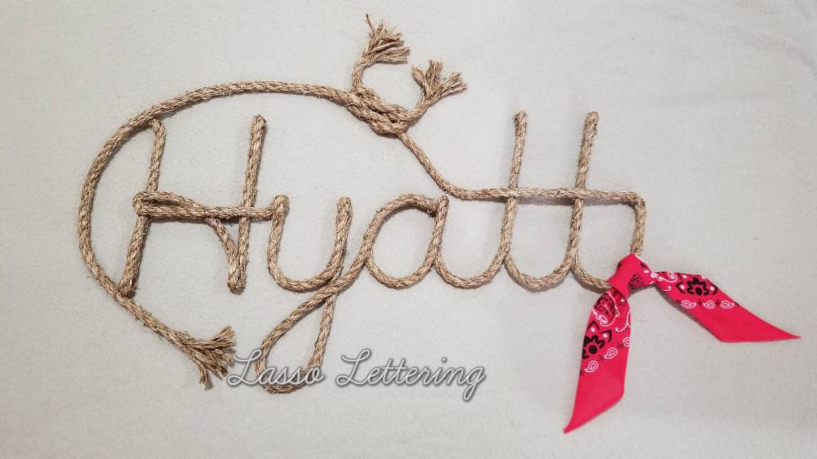 5 LETTER Rope Name Sign Western Rope Name Art WITH BANDANNA | Etsy