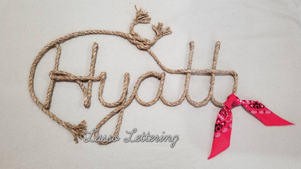 5 LETTER Rope Name Sign Western Rope Name Art WITH BANDANNA | Etsy