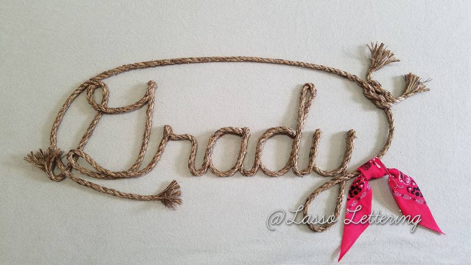 5 LETTER Rope Name Sign Western Rope Name Art WITH BANDANNA | Etsy