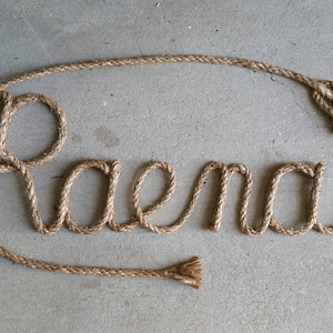 5 LETTER Rope Name Sign, Western/nautical Rope Name Art, Nursery Decor ...
