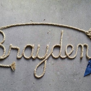 7 LETTER Rope Name Sign, Western Rope Name Art, WITH BANDANNA, Name in ...