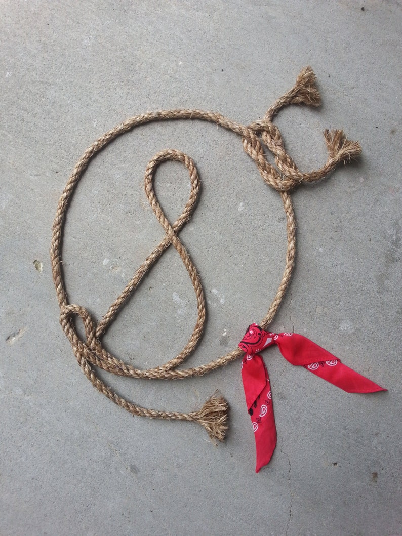 Western Rope Name Art: Initial Lasso WITH a Bandanna Rustic - Etsy