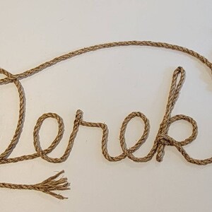 5 LETTER Rope Name Sign, Western/nautical Rope Name Art, Lasso Name ...