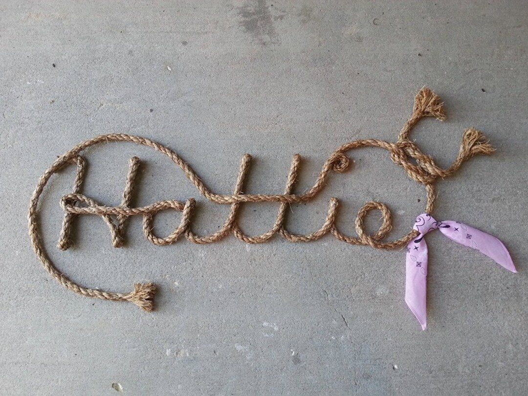 6 LETTER Rope Name Sign, Western Rope Name Art, WITH BANDANNA, Western ...