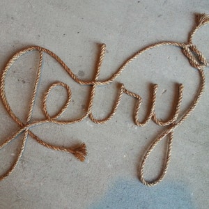 5 LETTER Rope Name Sign Western/Nautical Rope Name Art Lasso | Etsy