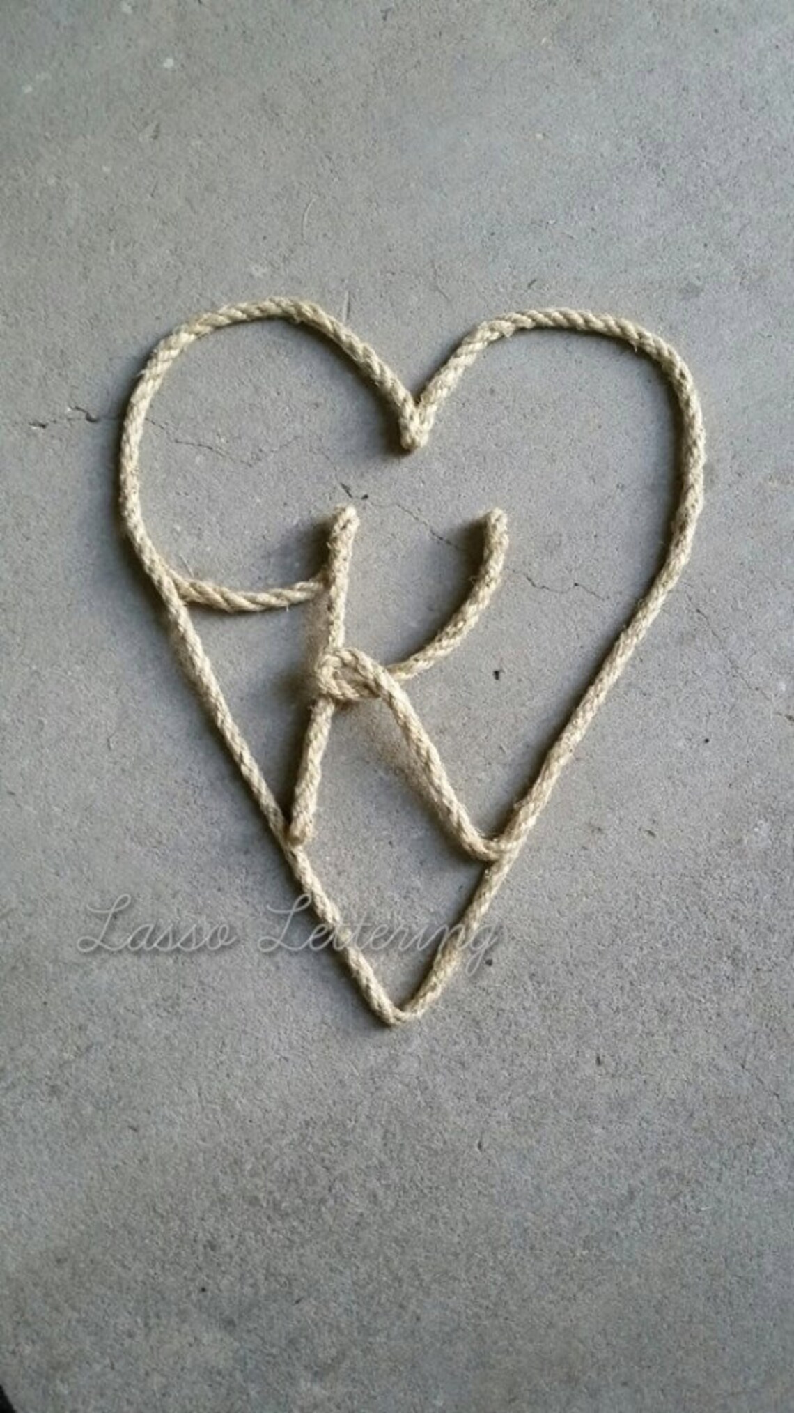 Western Rope Art: Initial Heart - Etsy