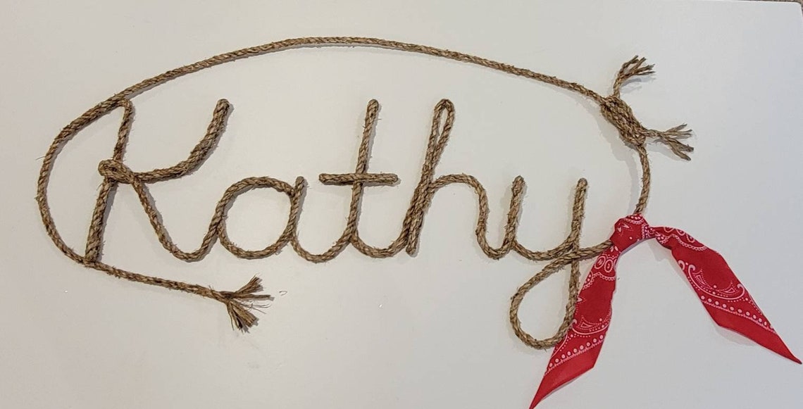 5 LETTER Rope Name Sign Western Rope Name Art WITH BANDANNA - Etsy