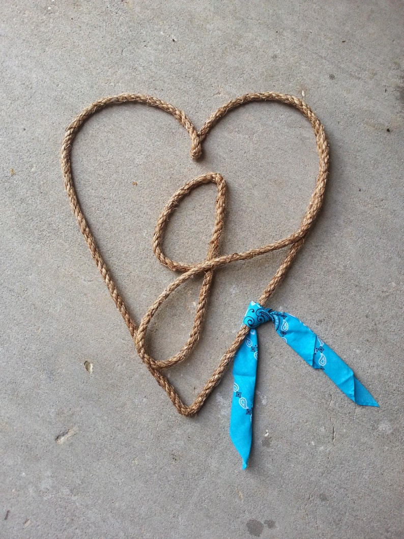 Western Rope Letter Sign: Initial Heart WITH a Bandanna Rope | Etsy