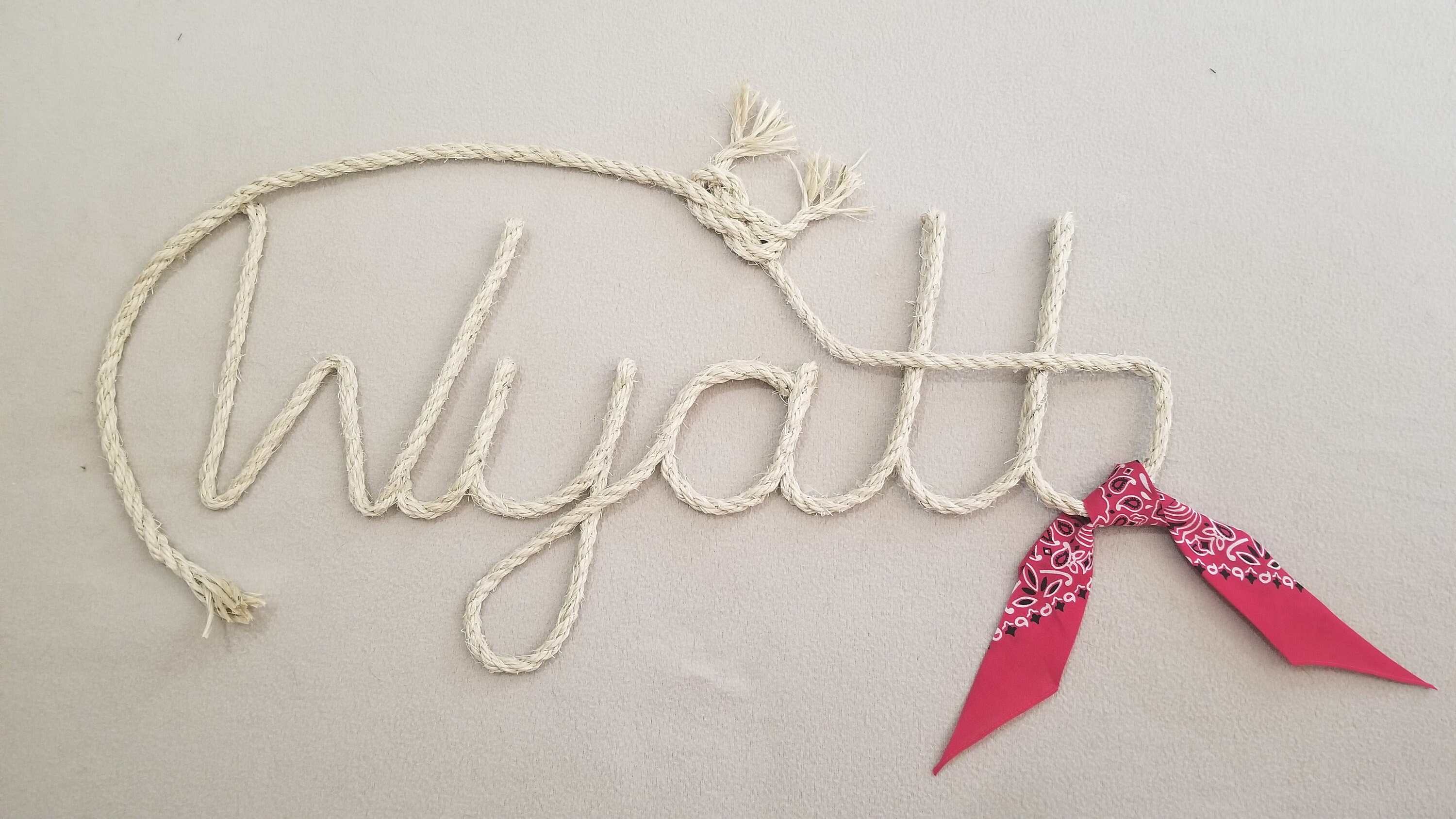 5 LETTER Rope Name Sign Western Rope Name Art WITH BANDANNA | Etsy