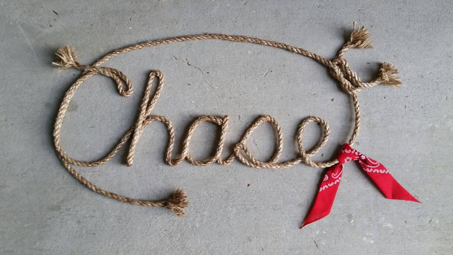 6 LETTER Rope Name Sign Western Rope Name Art WITH BANDANNA | Etsy