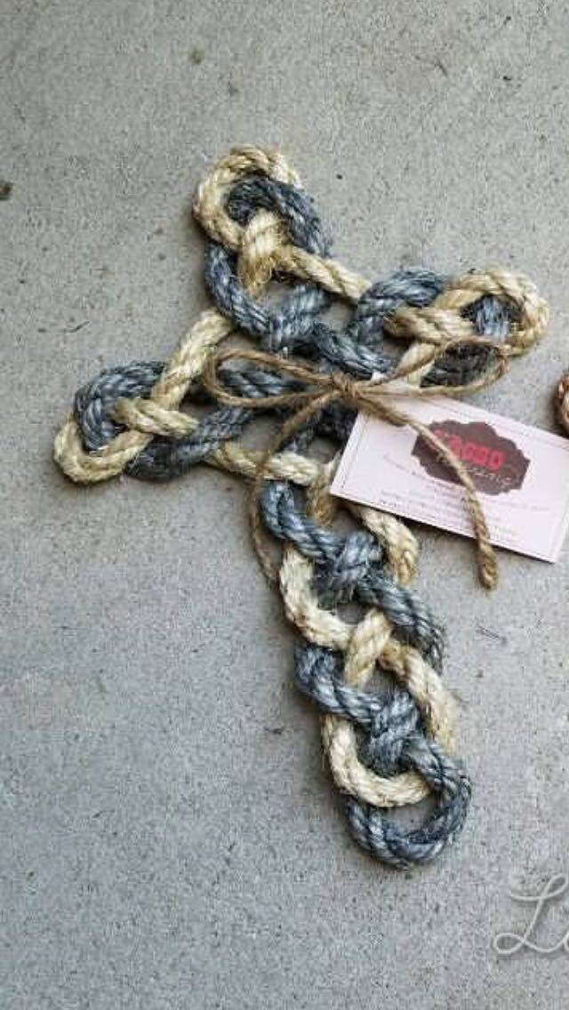Rope Cross, Twisted Rope Cross, Wall Cross, Rustic Home Decor ...