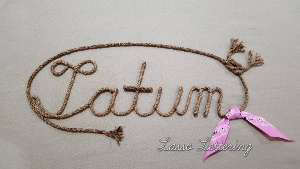 5 LETTER Rope Name Sign Western Rope Name Art WITH BANDANNA | Etsy