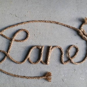 4 LETTER Rope Name Sign, Western/nautical Rope Name Art, Cowgirl Name ...