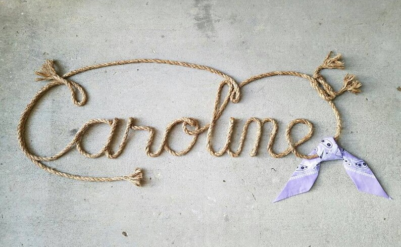 8 LETTER Rope Name Sign Western Rope Name Art WITH BANDANNA | Etsy