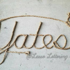 5 LETTER Rope Name Sign, Western/nautical Rope Name Art, Lasso Name ...