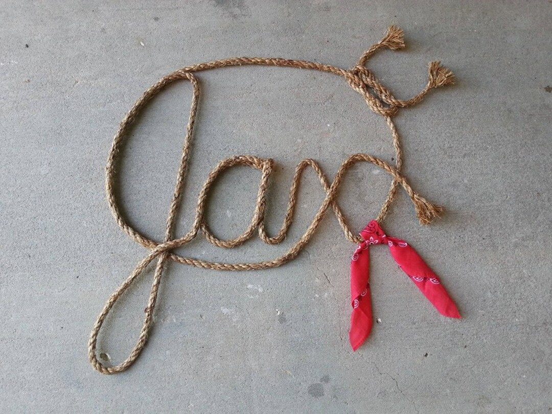 3 LETTER Name Western Rope Name Art WITH BANDANNA - Etsy