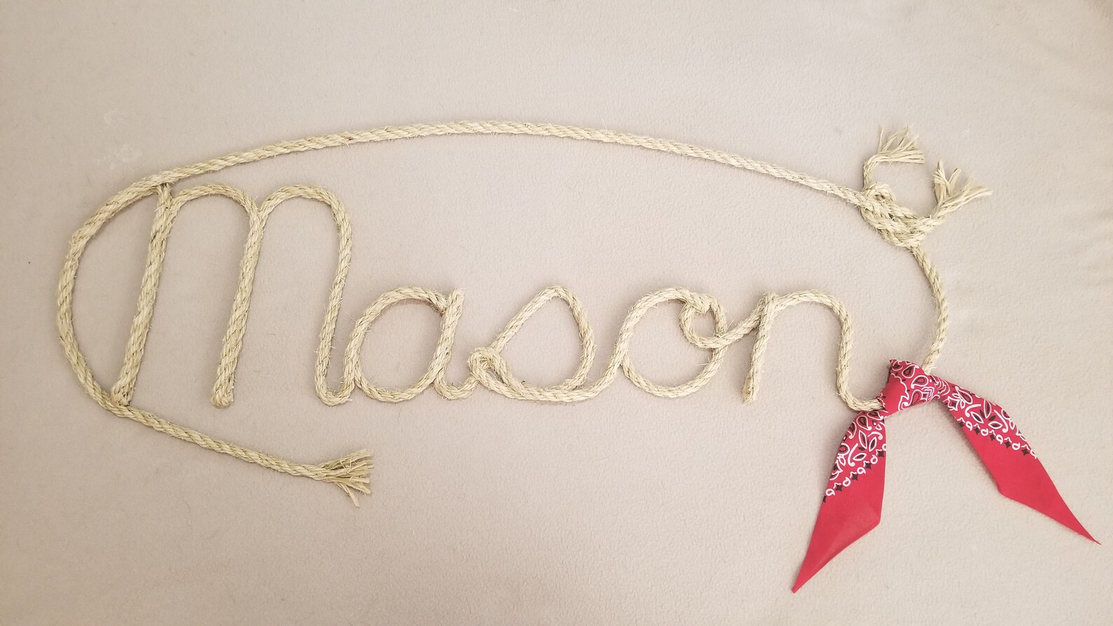 5 LETTER Rope Name Sign Western Rope Name Art WITH BANDANNA | Etsy