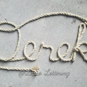 5 LETTER Rope Name Sign, Western/nautical Rope Name Art, Lasso Name ...