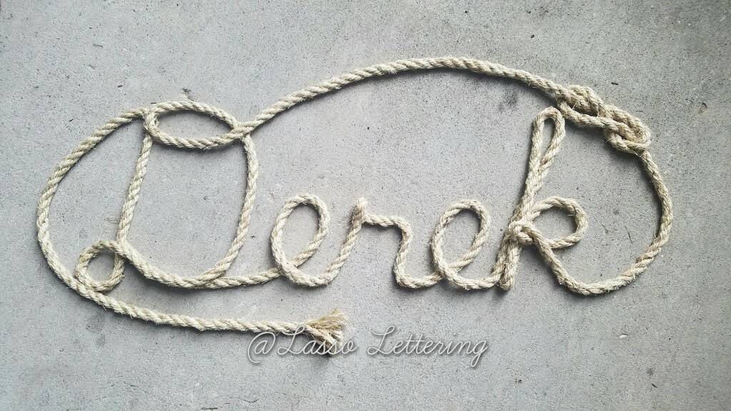 5 LETTER Rope Name Sign Western/nautical Rope Name Art Lasso | Etsy