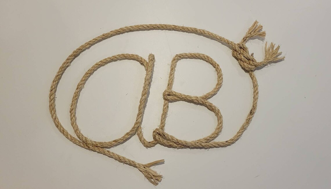 2 LETTER Rope Name Sign, Western Rope Name Art, WITH BANDANNA, Rustic ...