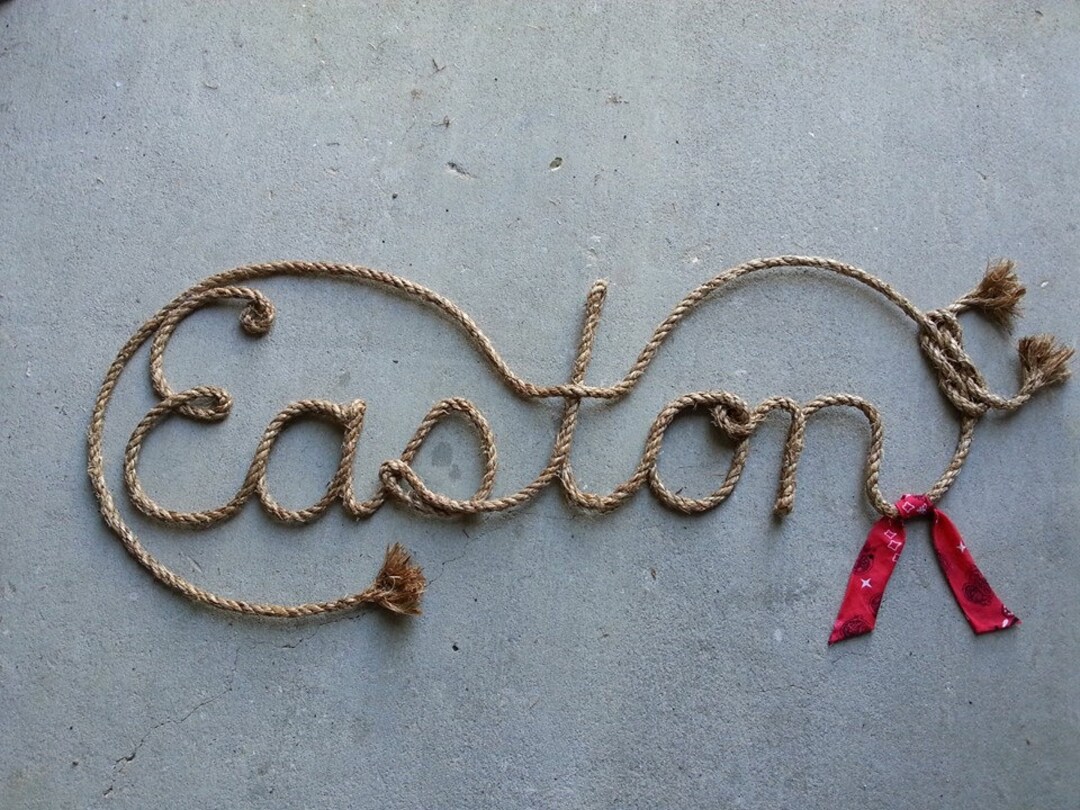 6 LETTER Rope Name Sign, Western Rope Name Art, WITH BANDANNA, Rustic ...