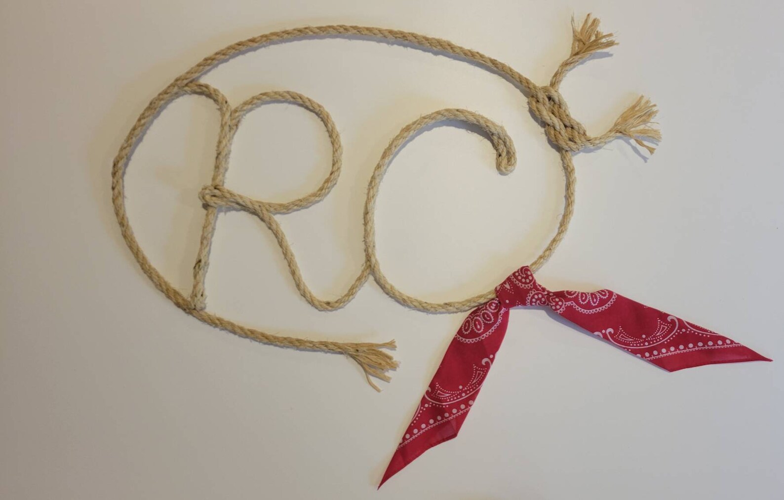 2 LETTER Rope Name Sign, Western Rope Name Art, WITH BANDANNA, Rustic ...