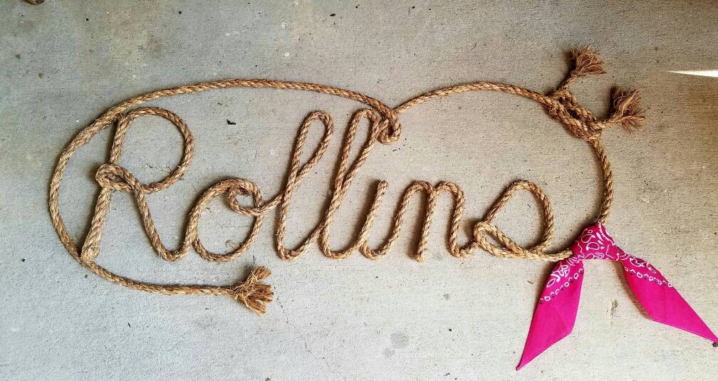 7 LETTER Rope Name Sign Western Rope Name Art WITH BANDANNA | Etsy
