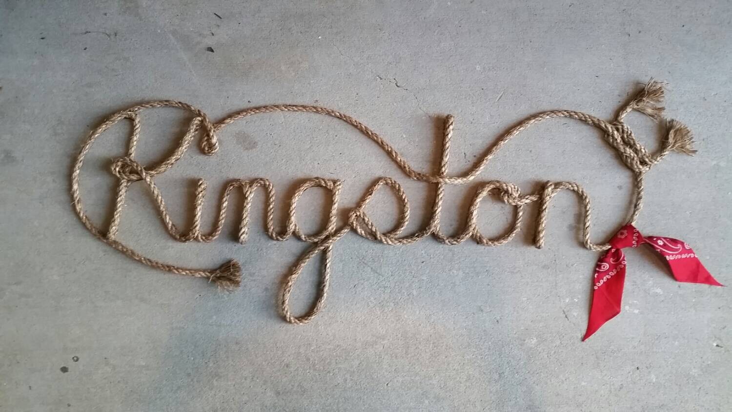 8 LETTER Rope Name Sign Western Rope Name Art WITH BANDANNA | Etsy