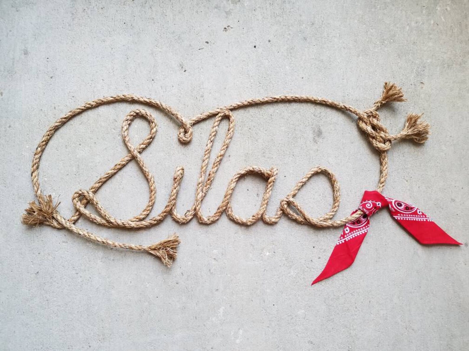 5 LETTER Rope Name Sign Western Rope Name Art WITH BANDANNA - Etsy