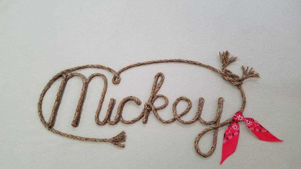 6 LETTER Name Western Rope Name Art, WITH BANDANNA - Etsy