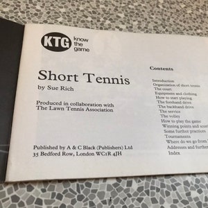 Know the Game Book Short Tennis 1986 1st Edition - Etsy