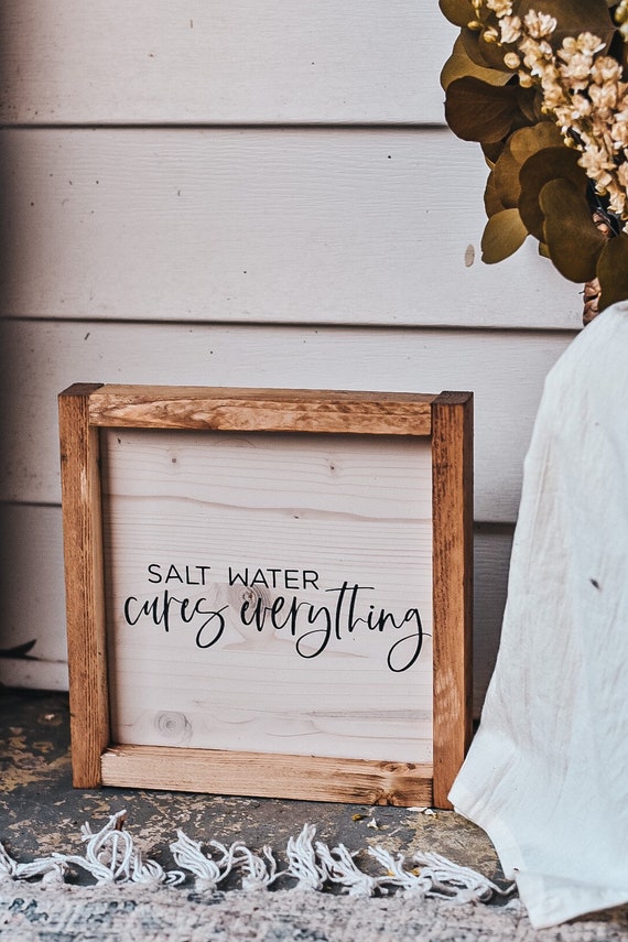 Salt Water Heals Everything Beach Wooden Sign Wall Décor Signs etna.com.pe