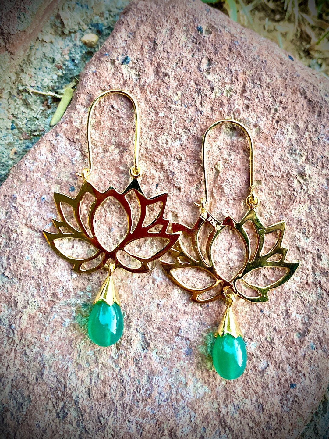 Pure Real Silver Lotus / Flower Side Motif Hoop With Pearl Drop - Lotus ...