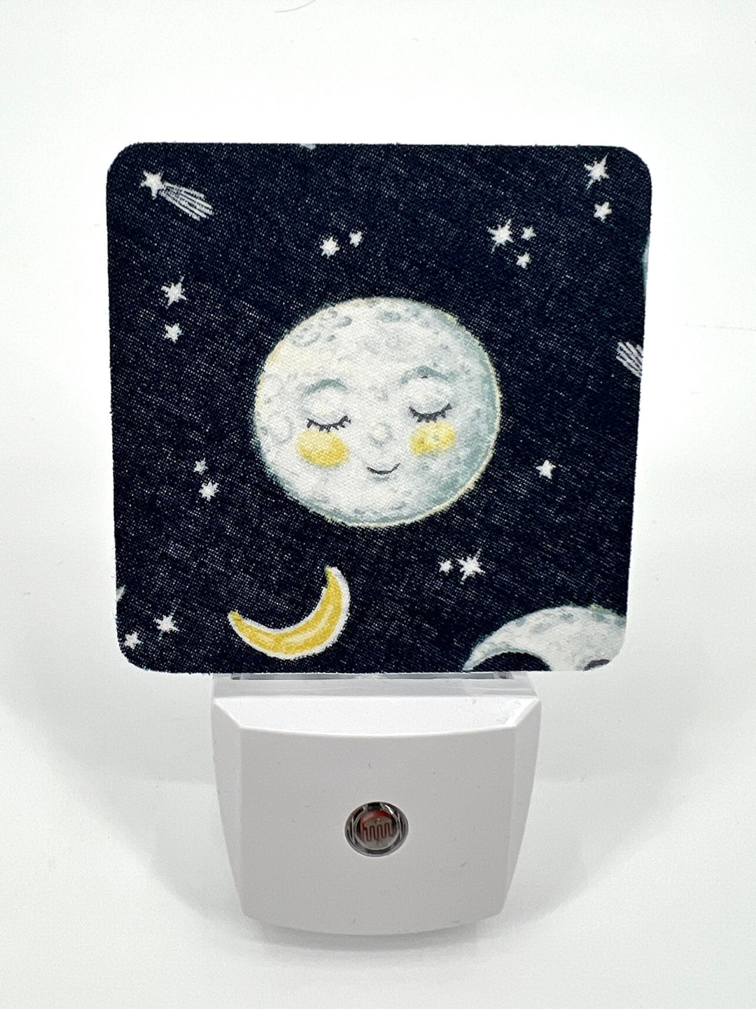 Moon Plug-in Night Light, Fabric Shade, Auto Sensor - Etsy