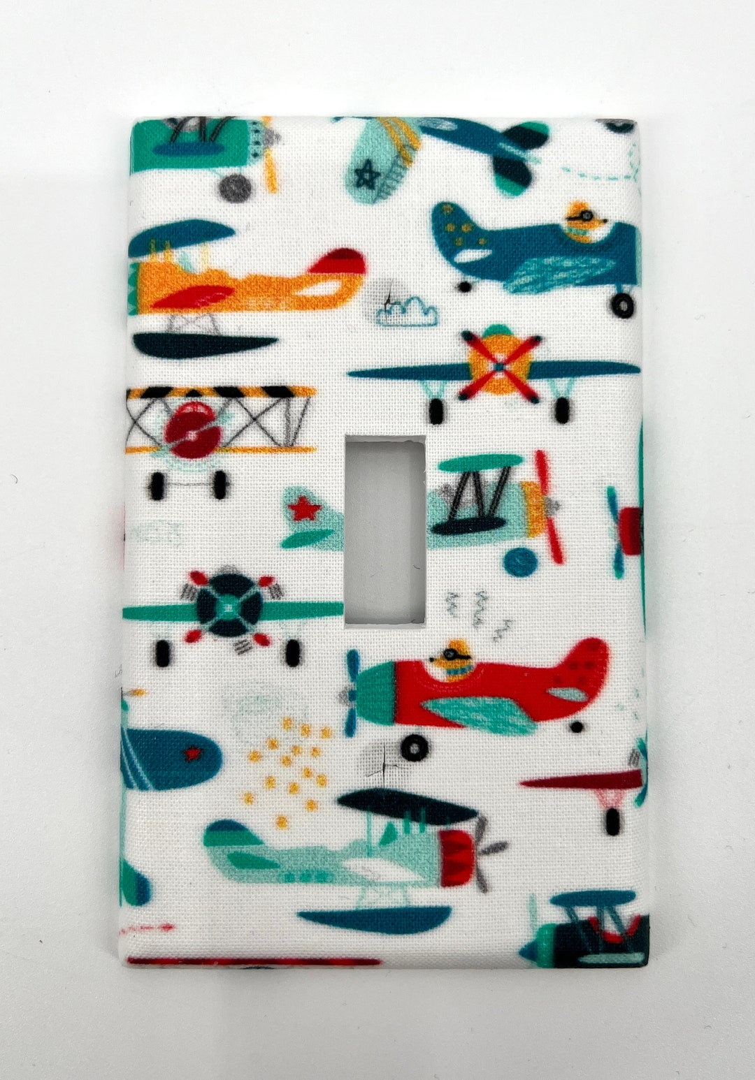 Airplanes Fabric Light Switch Cover: Nursery Aviation Decor - Etsy