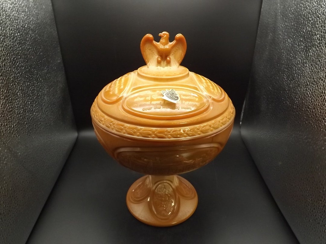 Vintage 1976 Fenton Thomas Jefferson Slag Glass Bowl, Limited Edition ...
