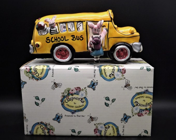 Clayworks Blue Sky School Bus Vehicle With Box Excellent Shape. Retired ...